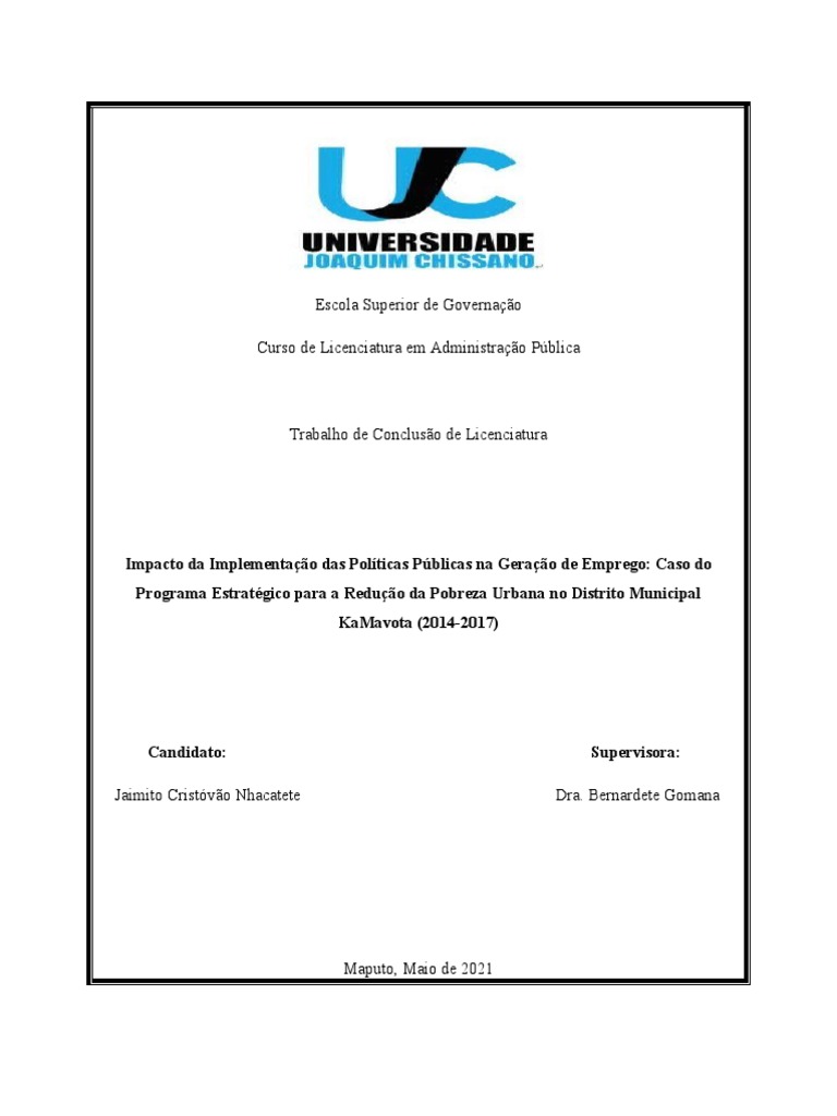 TCL - JAIMITO NHACATETE. Universidade Joaquim Chissano - Maputo | PDF ...