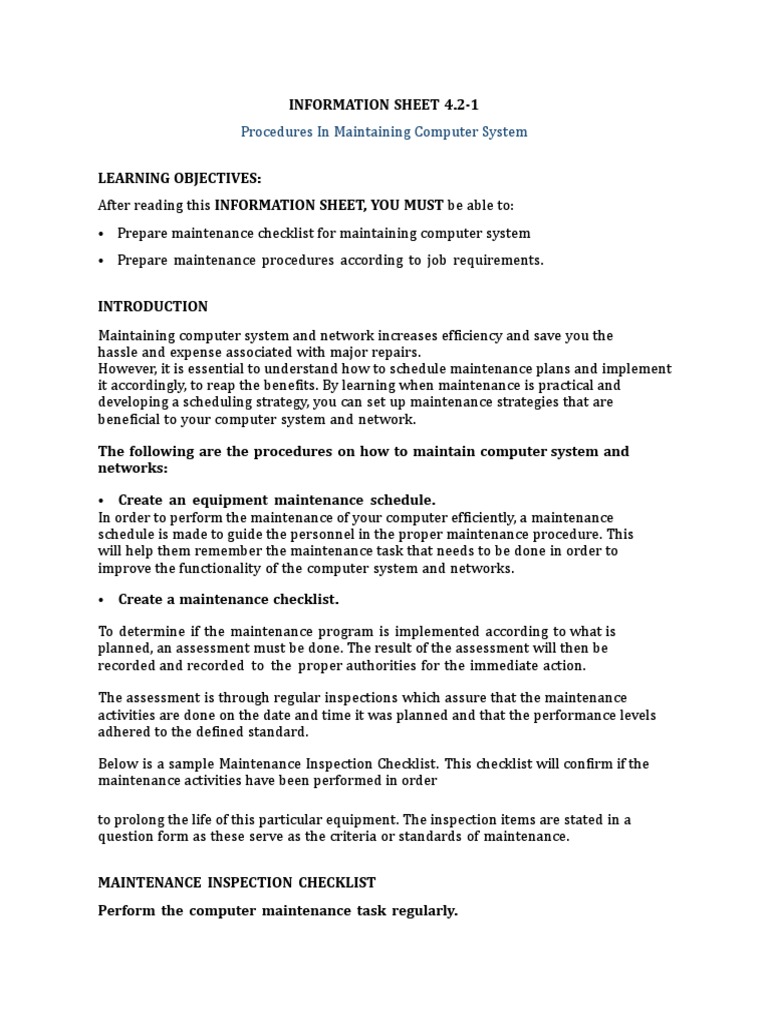 4.2 1 Maintain Computer Systems 2 | PDF | Computer Virus | Computer Hardware