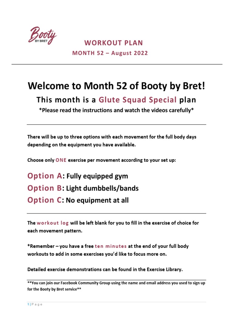 BBB Month 52 Lower Upper Workout Plan | PDF | Anatomical Terms Of ...
