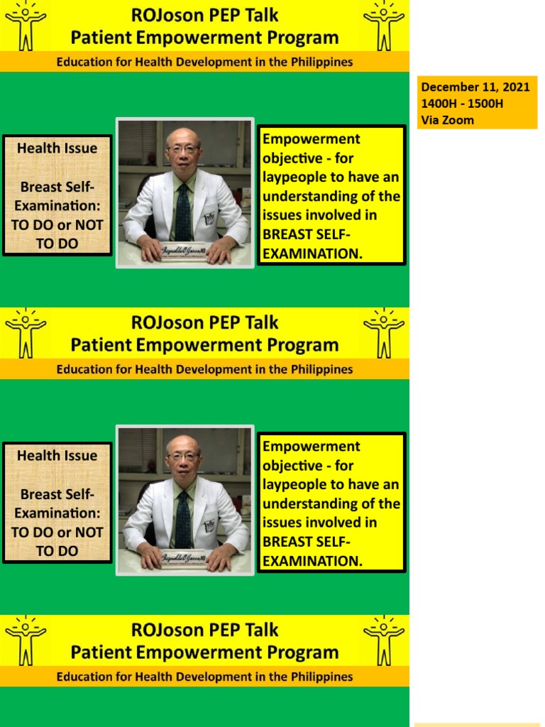 ROJoson PEP Talk: Breast Self-Exam: To Do or Not To Do | PDF ...