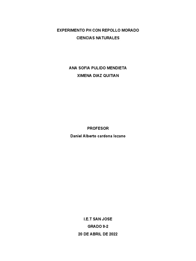 Experimento de pH con repollo morado | PDF | Ph | Ácido