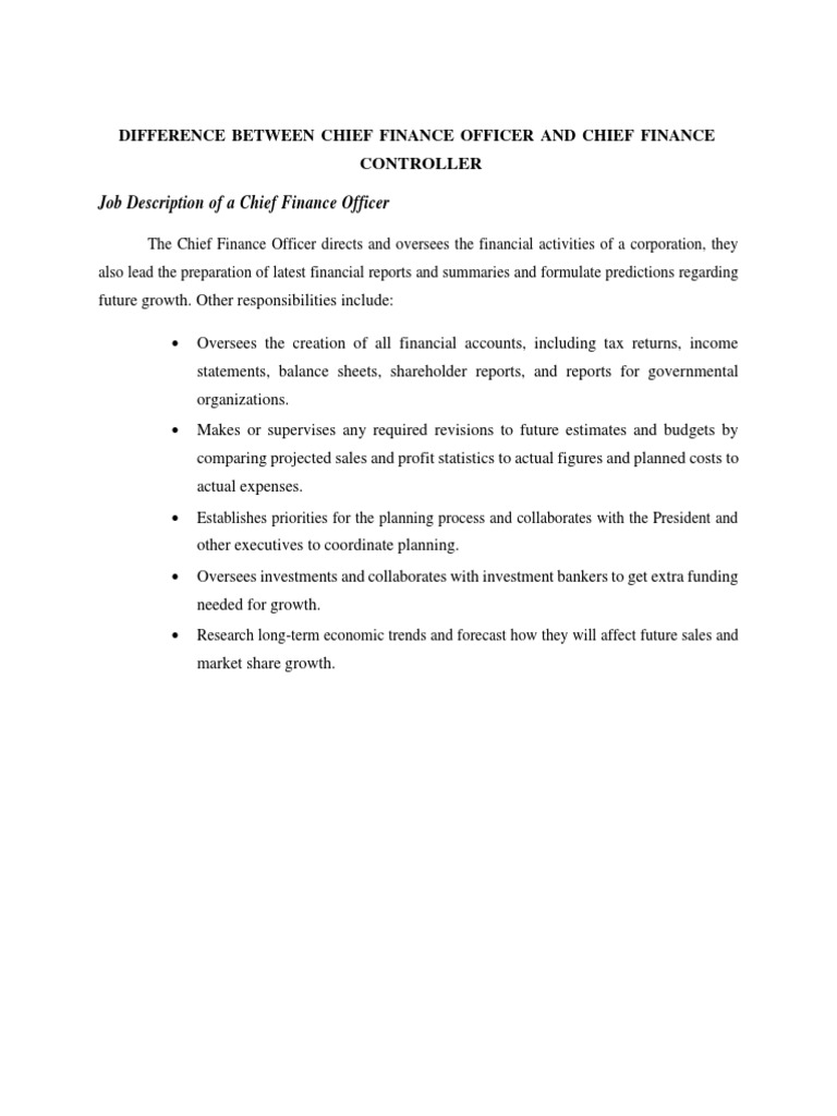 CFO vs. CFC | PDF | Financial Statement | Chief Financial Officer