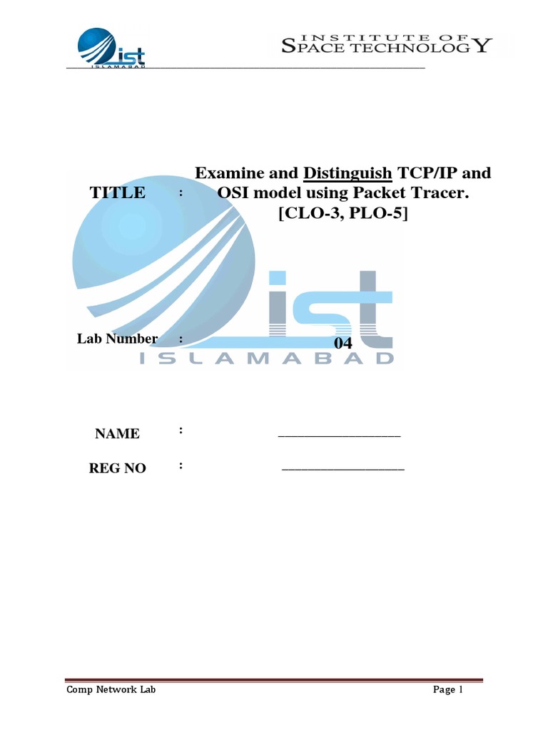 Title Examine and Distinguish TCP/IP and OSI Model Using Packet Tracer ...