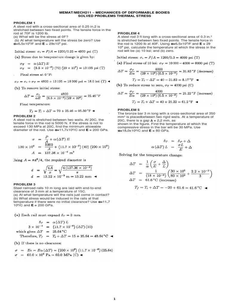 Solved Problems Thermal Stress | PDF