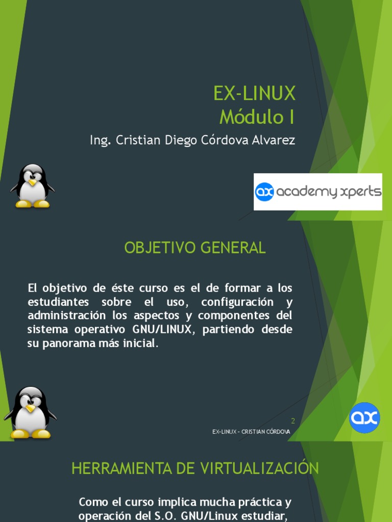Ex-Linux Módulo I: Ing. Cristian Diego Córdova Alvarez | PDF | Archivo de computadora | Sistema ...