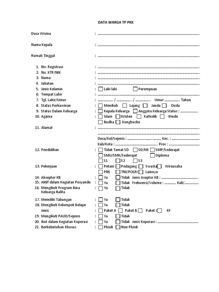 Buku Administrasi Dasawisma RT RW | PDF