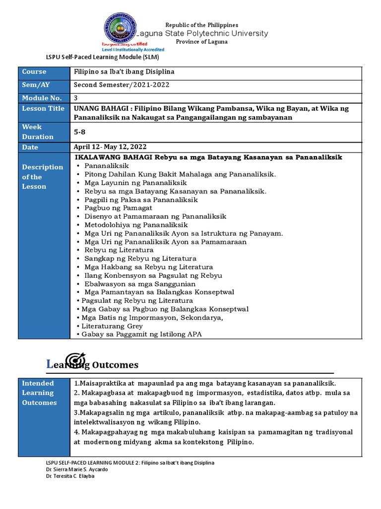 Fildis Modyul 3 | PDF