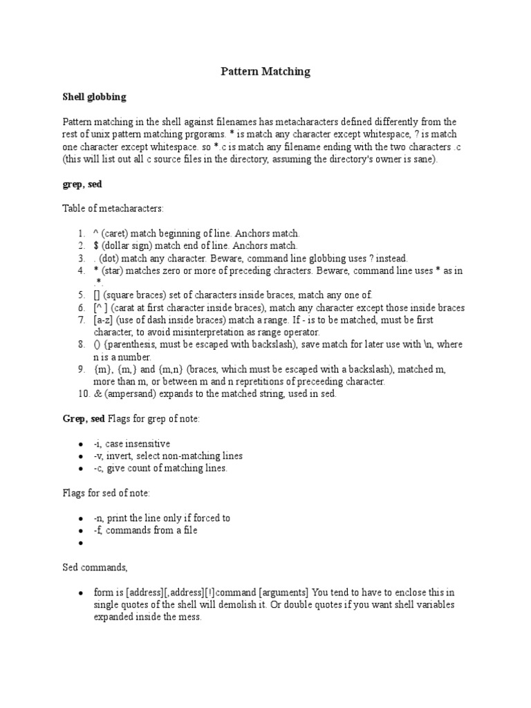 U4 - Shell Pattern Matching | PDF | Regular Expression | Computer Science U4 - Shell Pattern Matching | PDF | Regular Expression | Computer Science