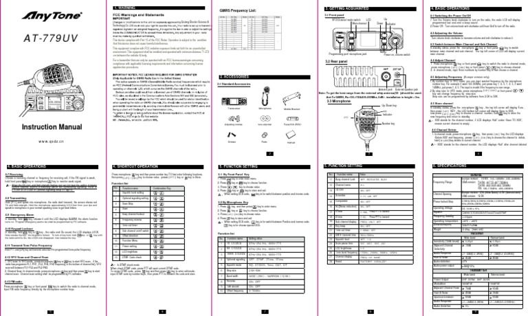 AT-779UV: Instruction Manual | PDF | Wireless | Sound Technology