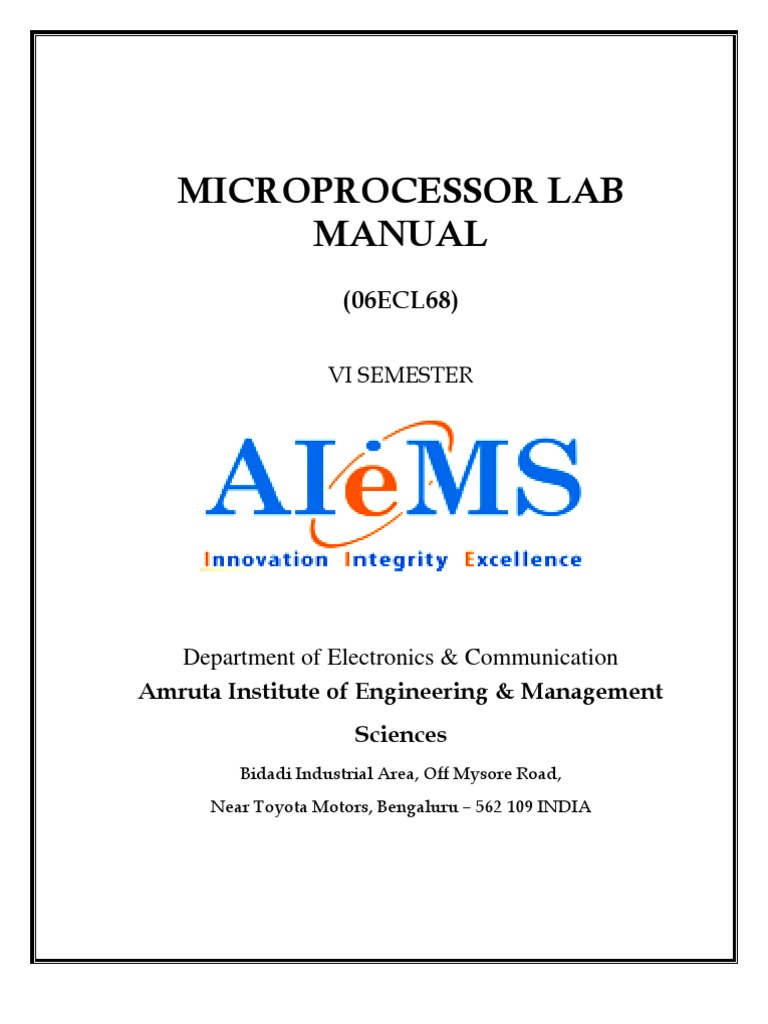 Microprocessor Lab Manual: Vi Semester | Download Free PDF | Assembly Language | Input/Output
