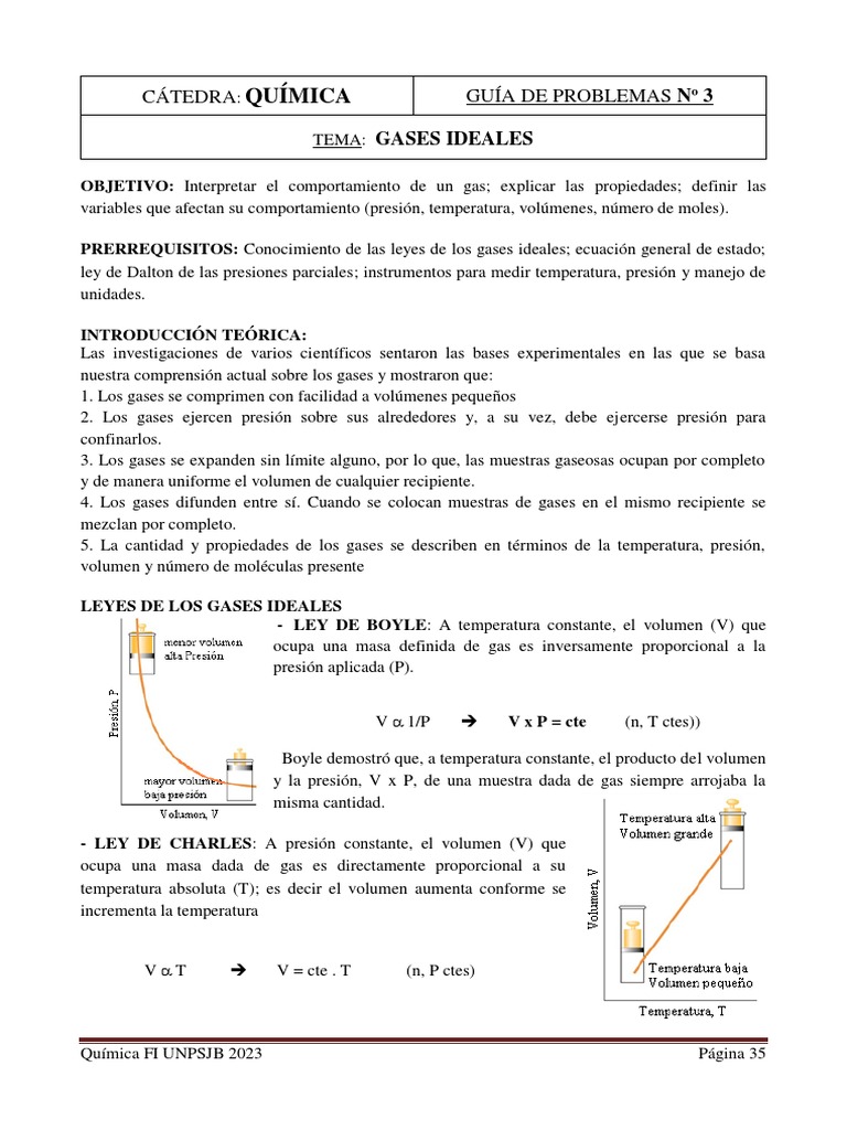 Guia de Problemas de Quimica General Unpsjb CR 13 | PDF | Gases | Mole (Unidad)