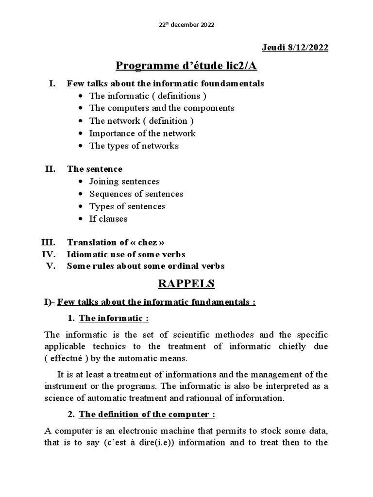 Informatics and Sentence Structure Guide | PDF | Computer Network ...