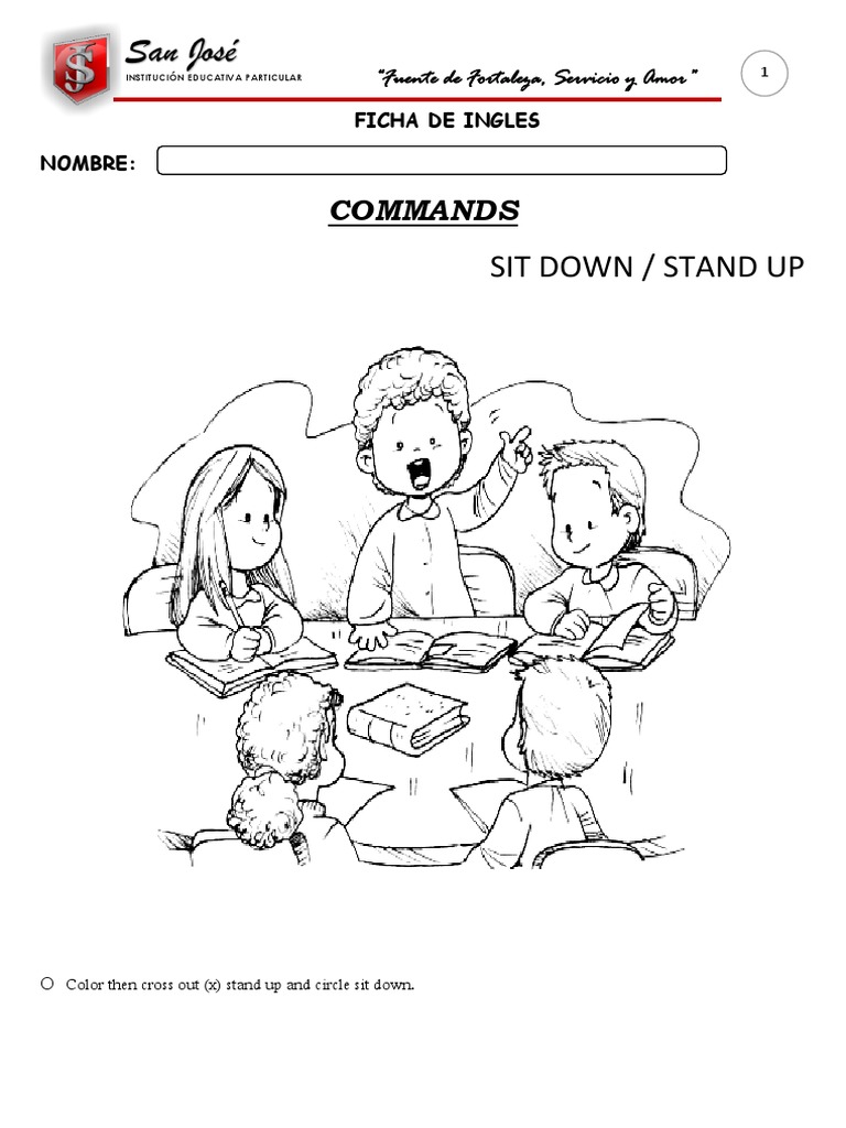 Ficha de Inglés: Sit Down y Stand Up | PDF