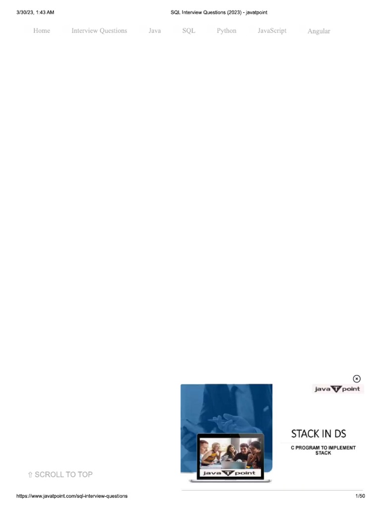 Sql Javatpoint Pdf