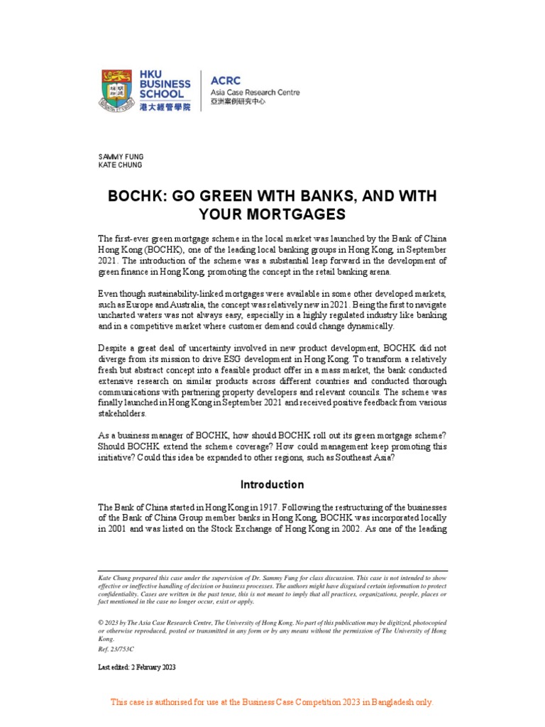 Bochk: Go Green With Banks, and With Your Mortgages: Sammy Fung Kate ...