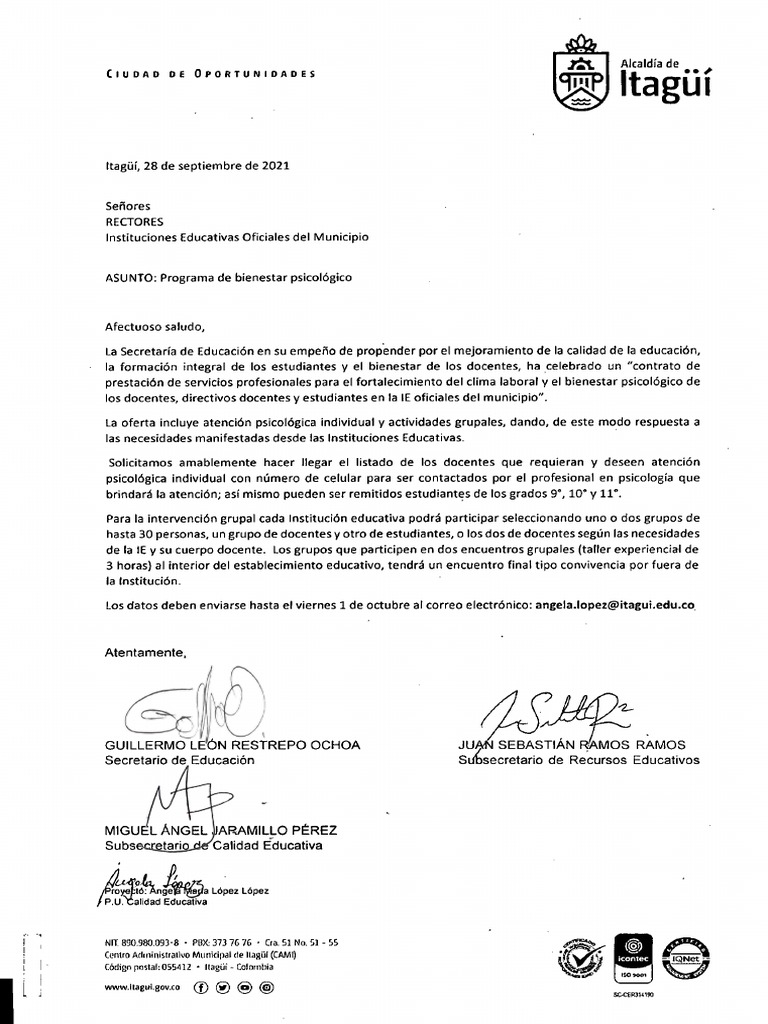 Programa de Bienestar Sicologico | PDF