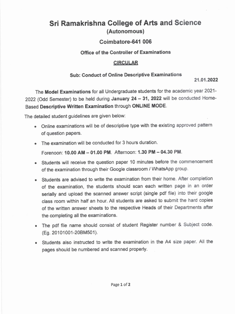 Model Circular For Students | PDF