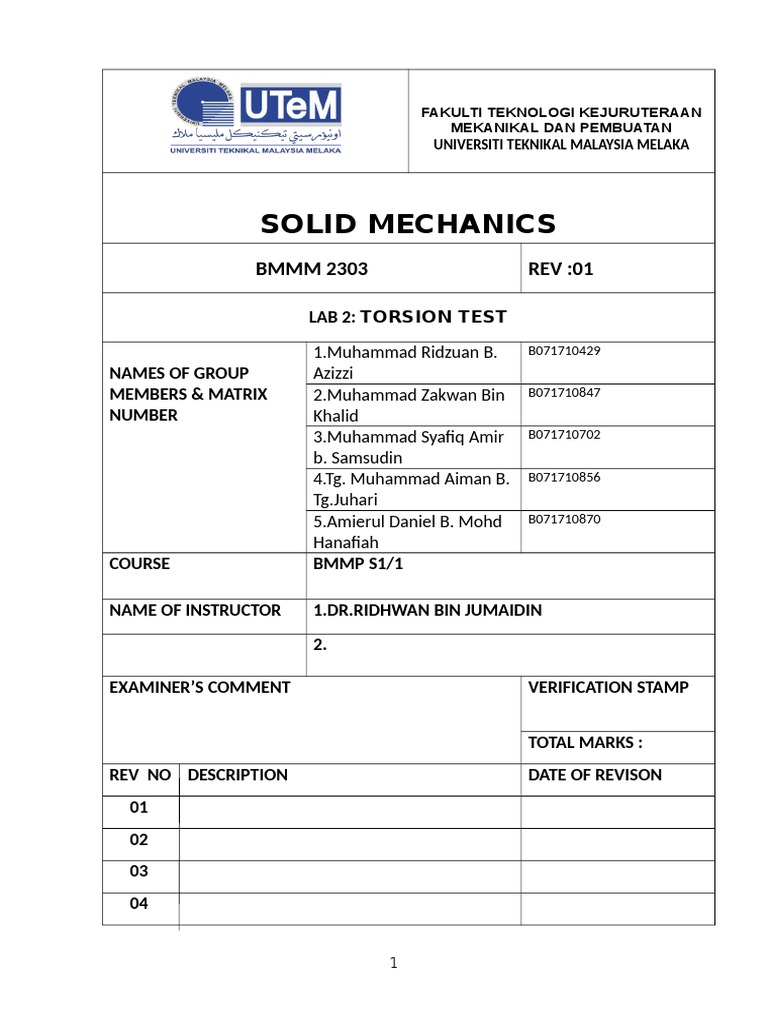 Torsion Test Lab Report | PDF | Fracture | Strength Of Materials