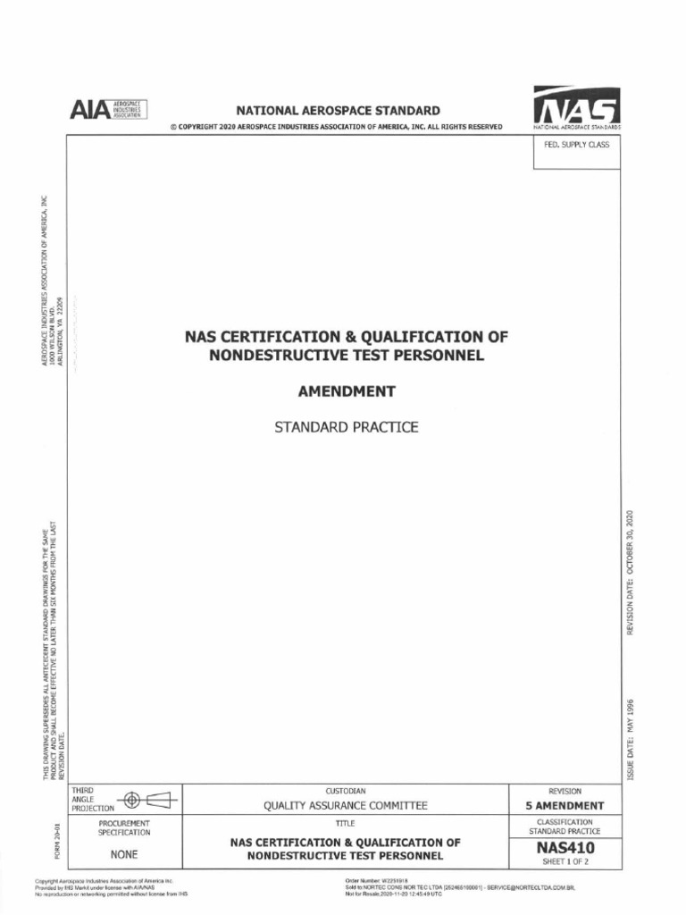 Nas 410 Rev 5 | PDF | Nondestructive Testing | Business Process