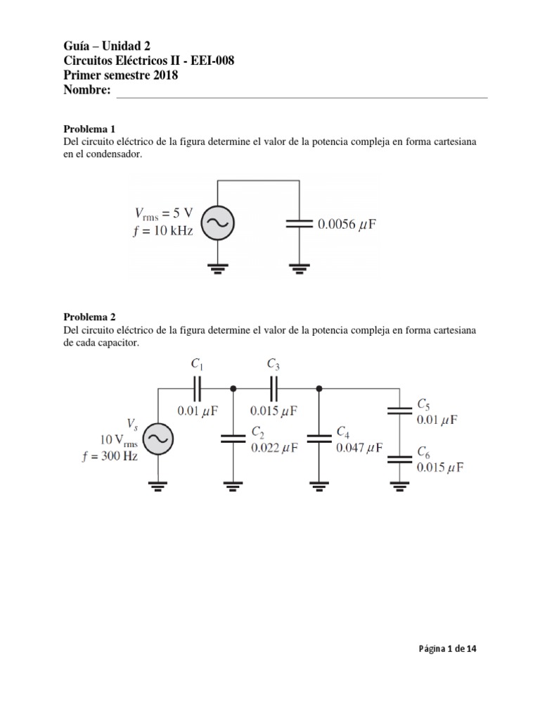 Guia 2 - Circuitos Electricos II - Unidad 2 | PDF | Energia electrica ...