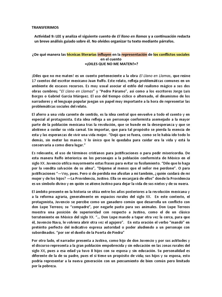 Comentario Literario | PDF | Narración | Cuentos