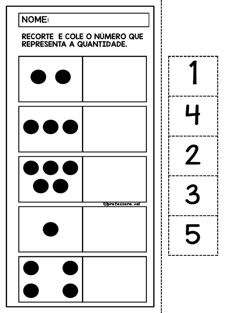 Nome:: Recorte E Cole O Número Que Representa A Quantidade | PDF