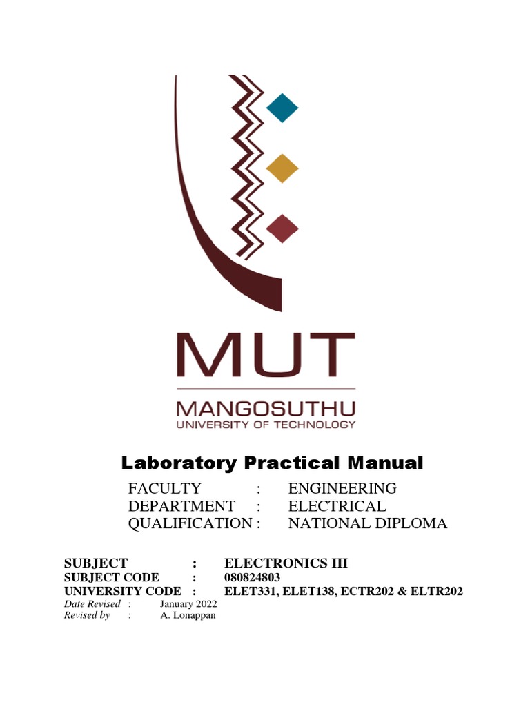 ELECTRONICS PRAC MANUAL-2022 (1) | PDF | Electronic Filter | Low Pass Filter