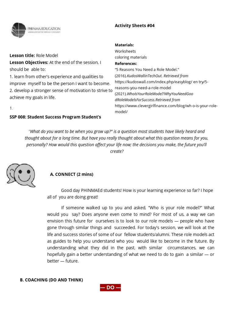 3) SSP 008 - Module 4 - Role Model Session SAS | PDF | Self-Improvement