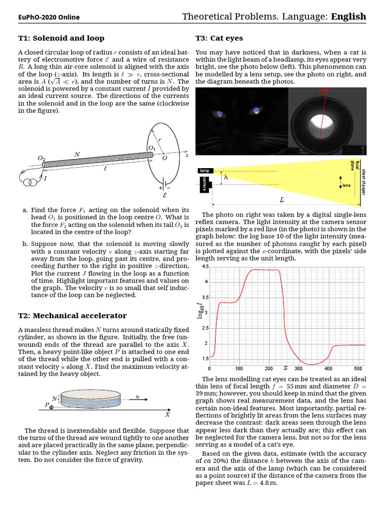 EuPhO 2020 Theory | PDF | Camera | Optics