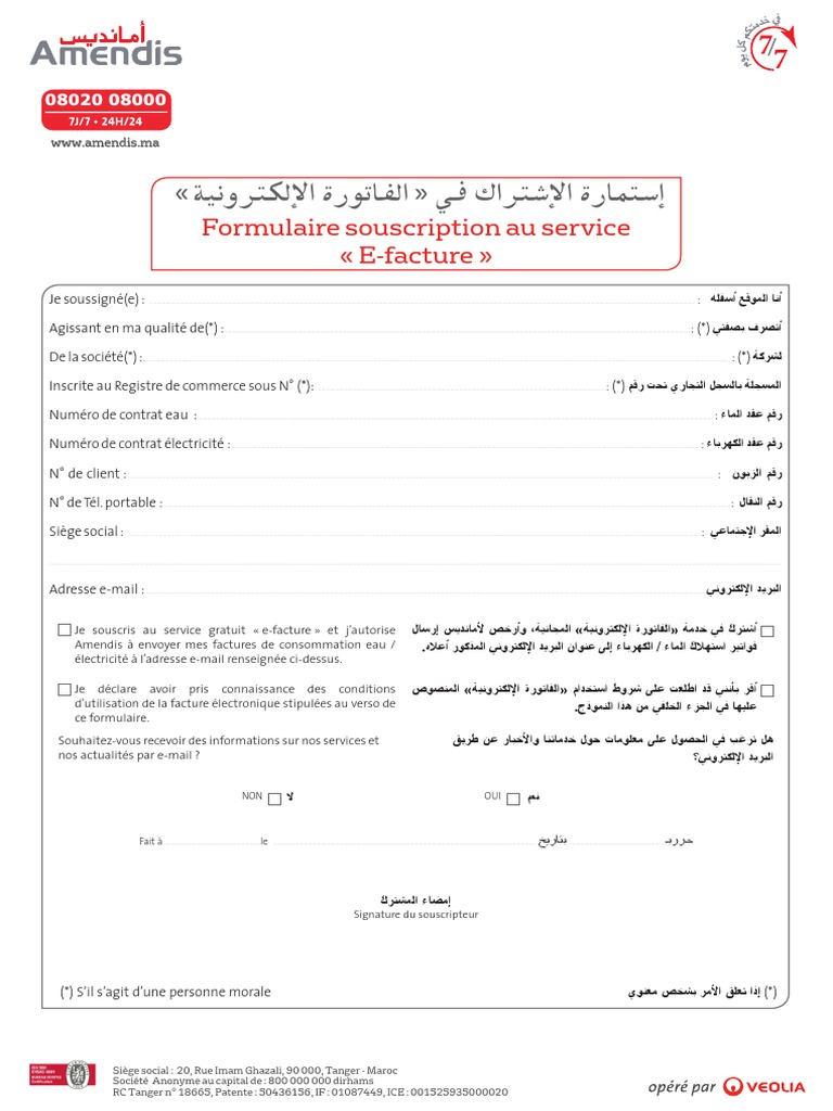 Formulaire Souscription Efacture CNDP 0 | PDF