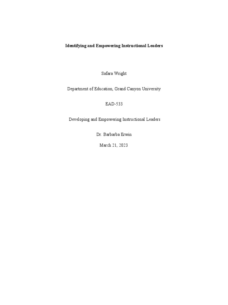Identifying and Empowering Instructional Leaders1 1 | PDF | Leadership ...