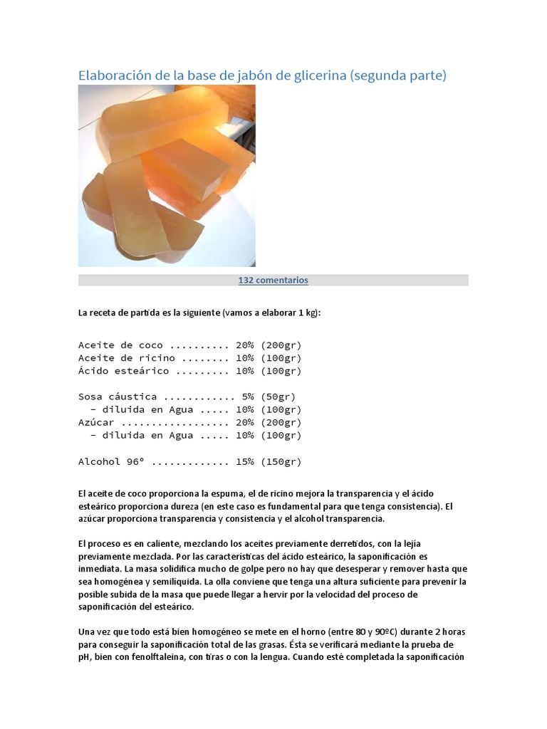 Elaboración de La Base de Jabón de Glicerina (Segunda Parte) | PDF | Jabón | Glicerol