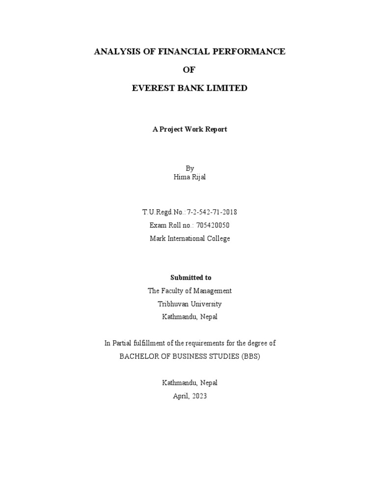 Analysis of Financial Performance of Everest Bank Limited | PDF | Banks ... Analysis of Financial Performance of Everest Bank Limited | PDF | Banks ...