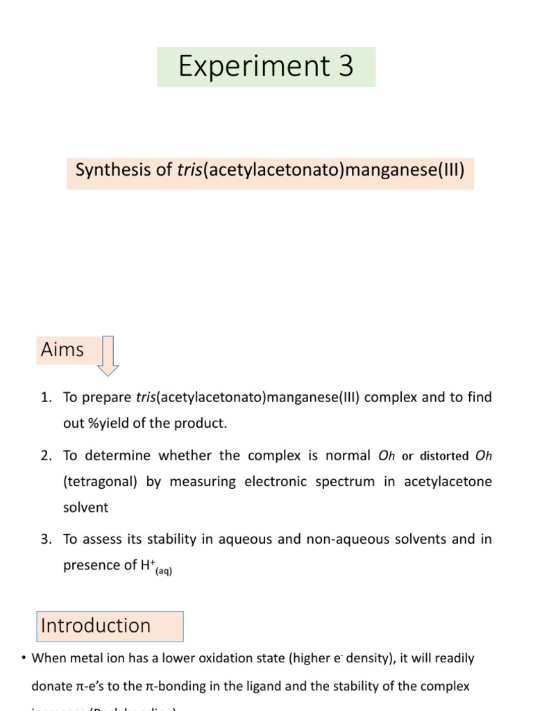 Experiment 3: Synthesis of Tris (Acetylacetonato) Manganese (III) | PDF | Coordination Complex ...