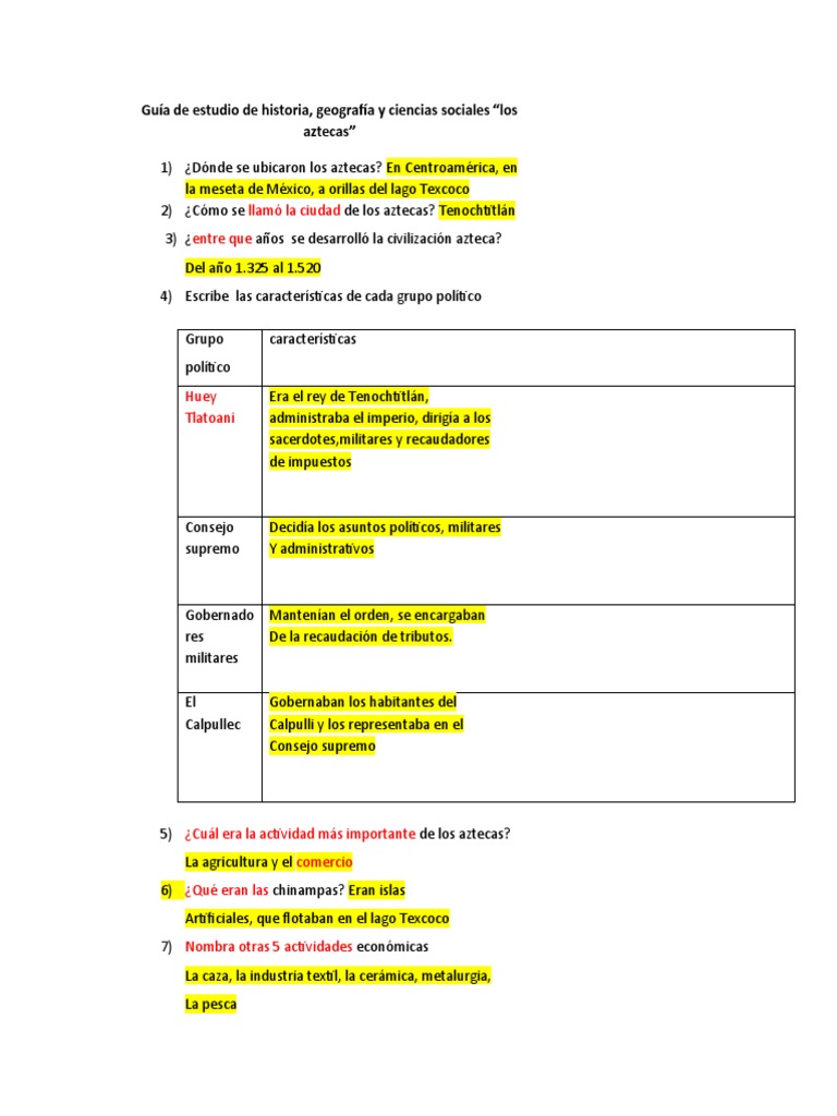 Aztecas Guia Estudio | PDF | azteca