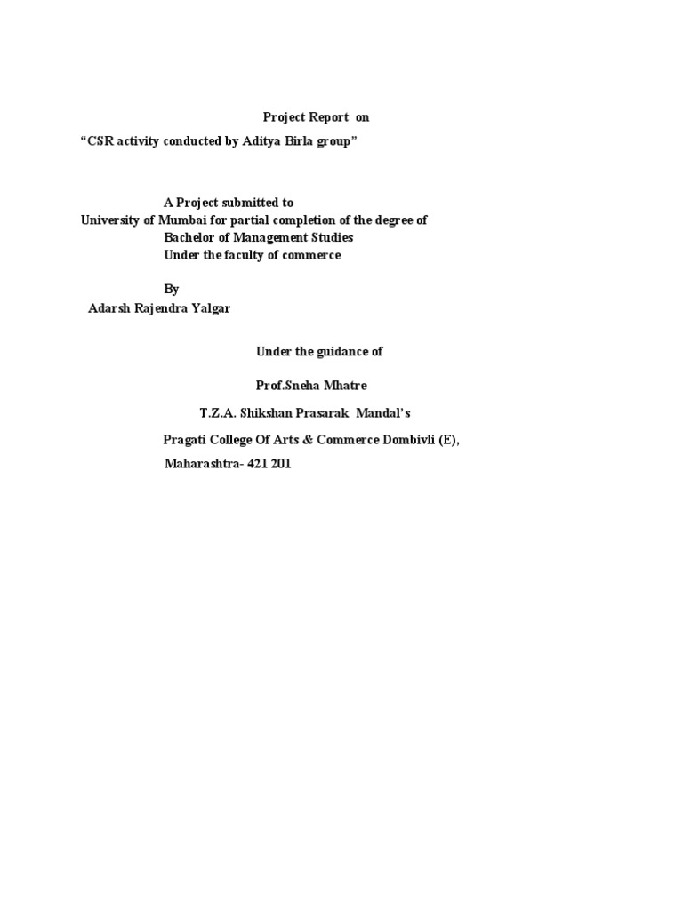 Project Report On Adarsh Blackbook 0607 | PDF