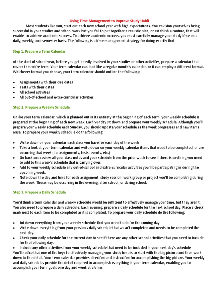 Good Study Habits Pdf Goal Learning