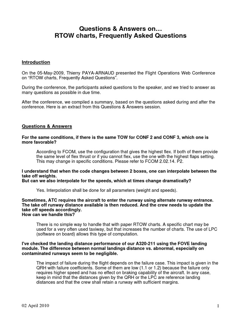 1st-Flight Operations Web Conference QUESTIONS | PDF | Takeoff | Runway