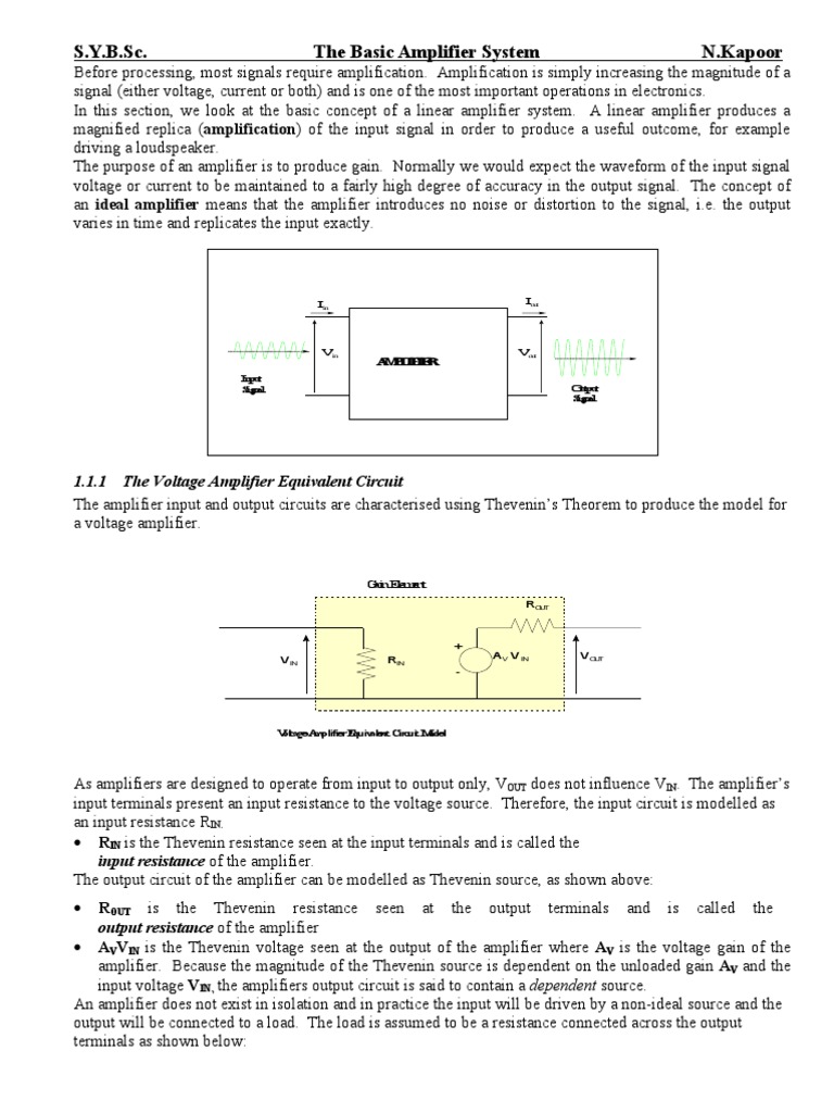 The Basic Amplifier System | PDF | Decibel | Amplifier