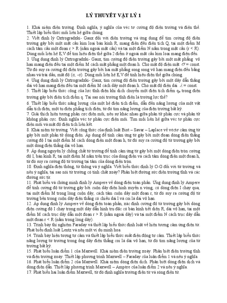 Lý thuyết VL1 | PDF