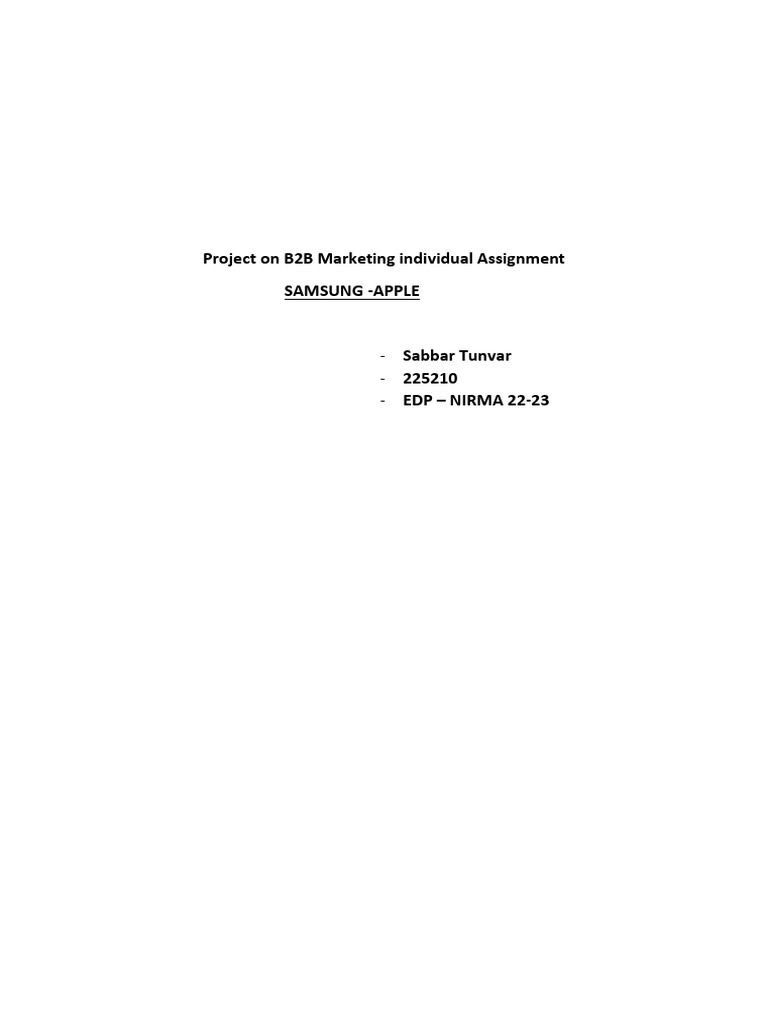 B2B Individual Assignment Term 3 225210 | PDF | Samsung Electronics ...
