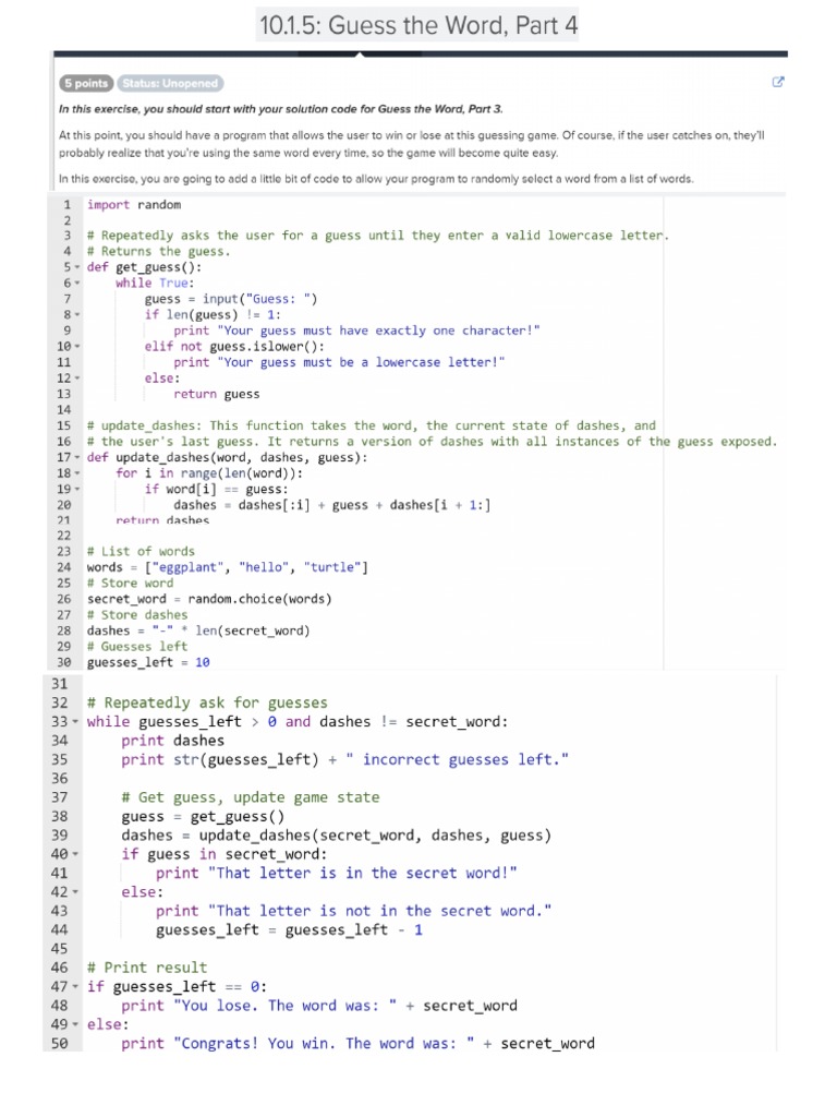 10.1.5 Guess The Word Part 4 | PDF