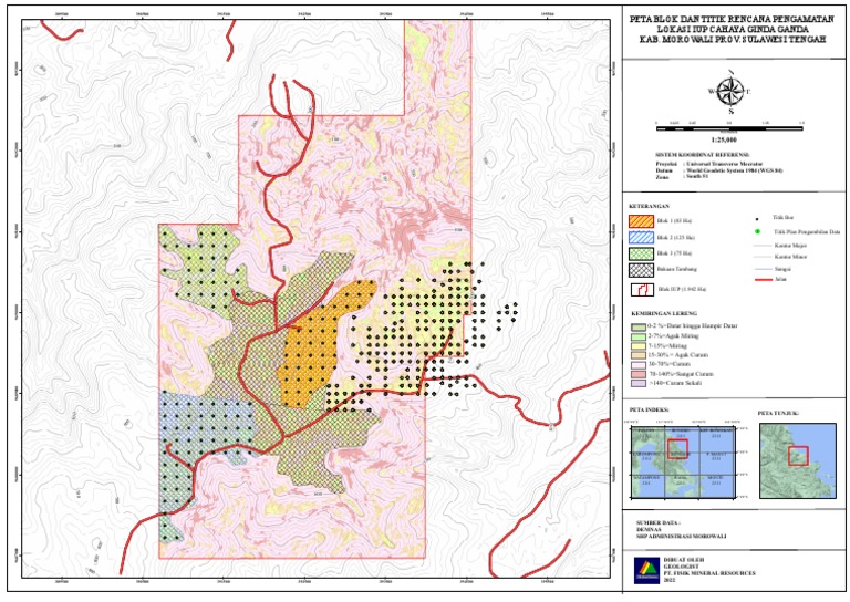 Peta Blok Dan Titik Rencana Pengamatan Lokasi Iup Cahaya Ginda Ganda Kab. Morowali Prov ...