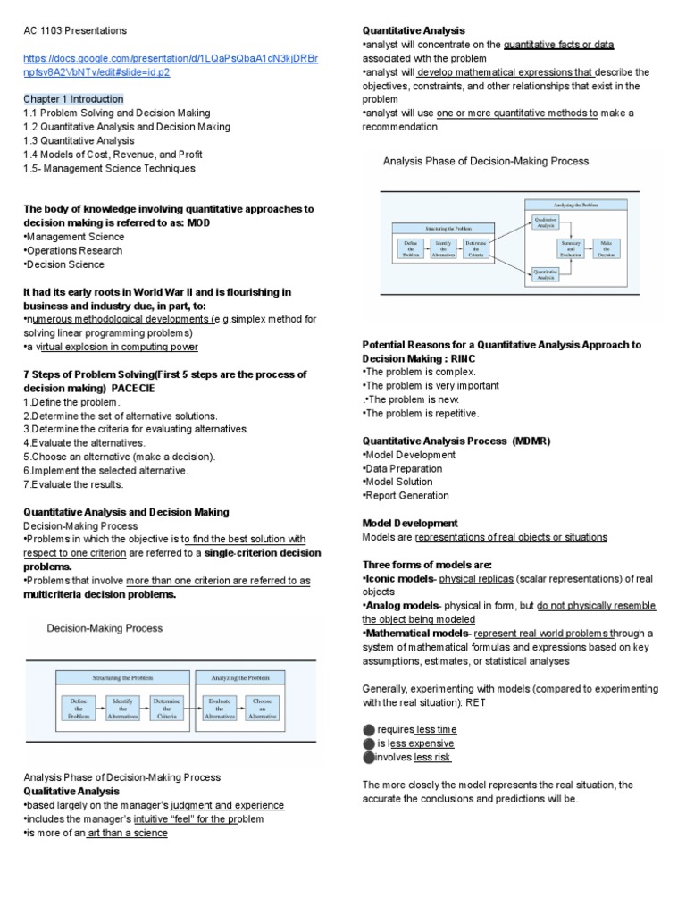 AC 1103 Presentations | PDF | Decision Making | Linear Programming