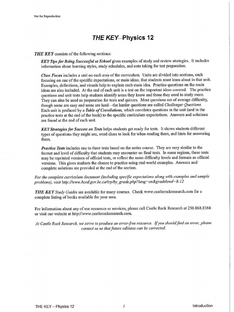 Physics 12 The Key Study Guide Pdf