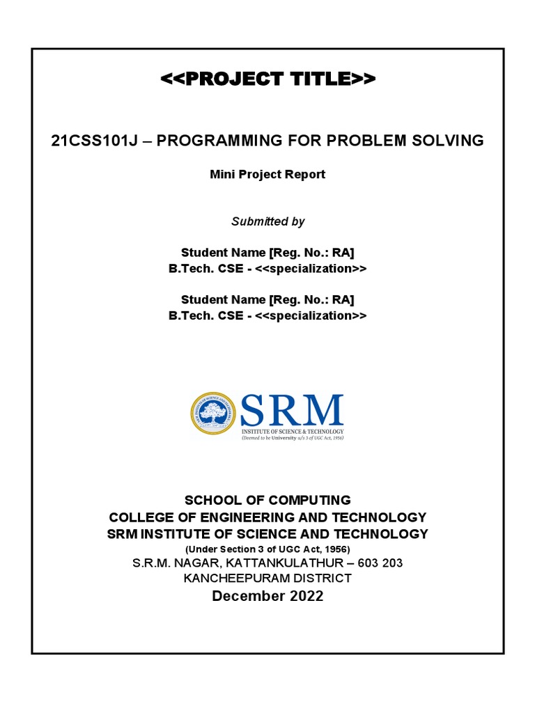 Mini Project Report Programming Problem Solving | PDF