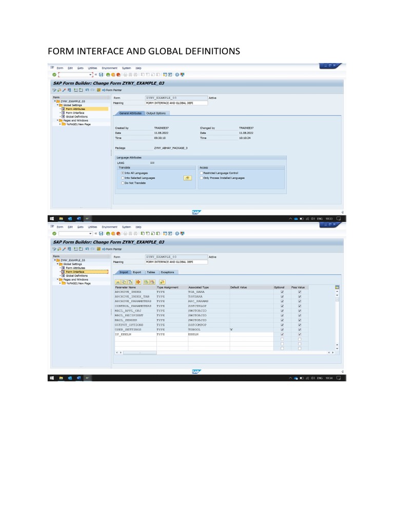 Smartforms 003 Form Interface and Global Definitions | PDF