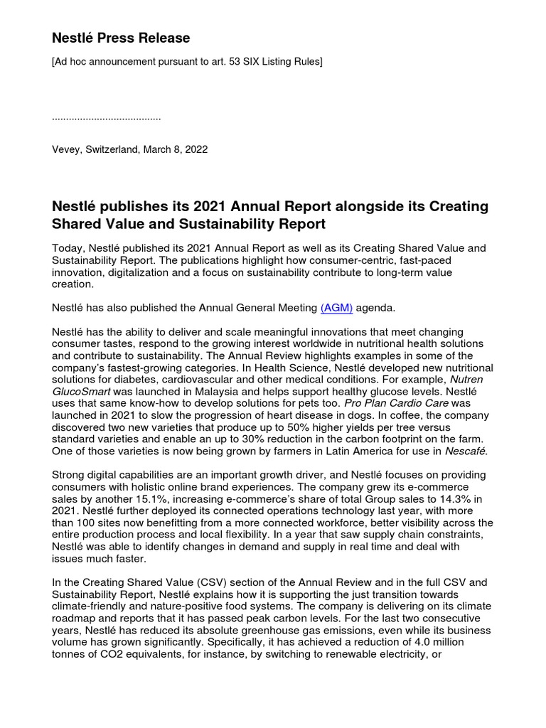 Publication 2021 Annual Report and Creating Shared Value and ...