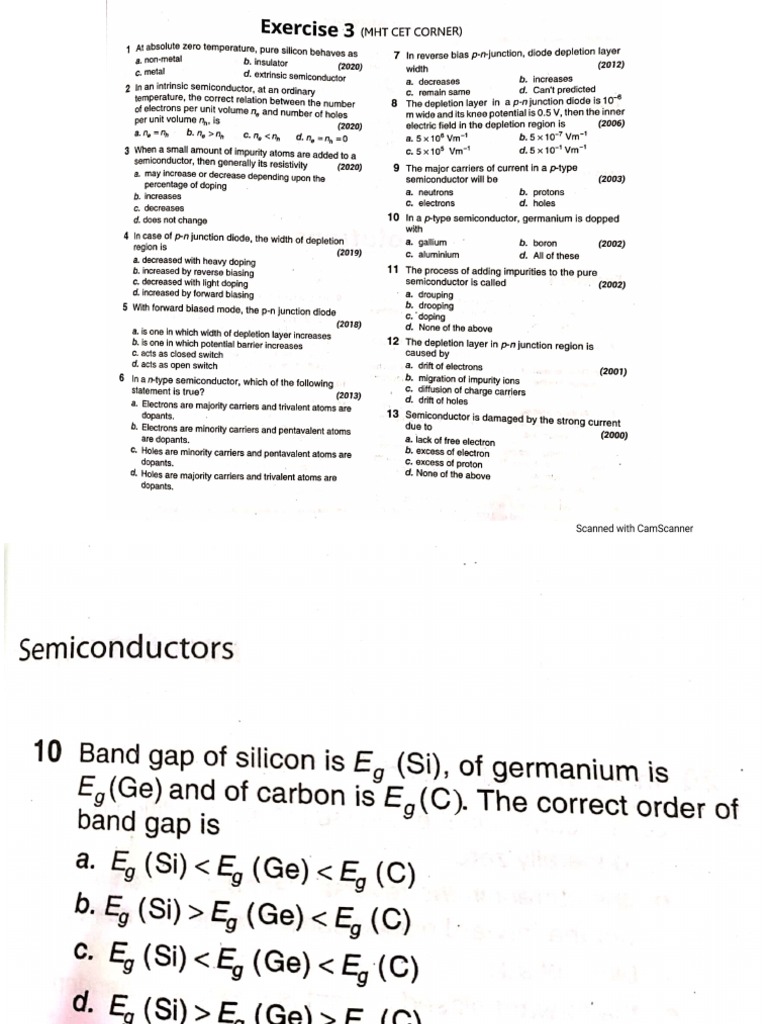 Semiconductors PYQs | PDF