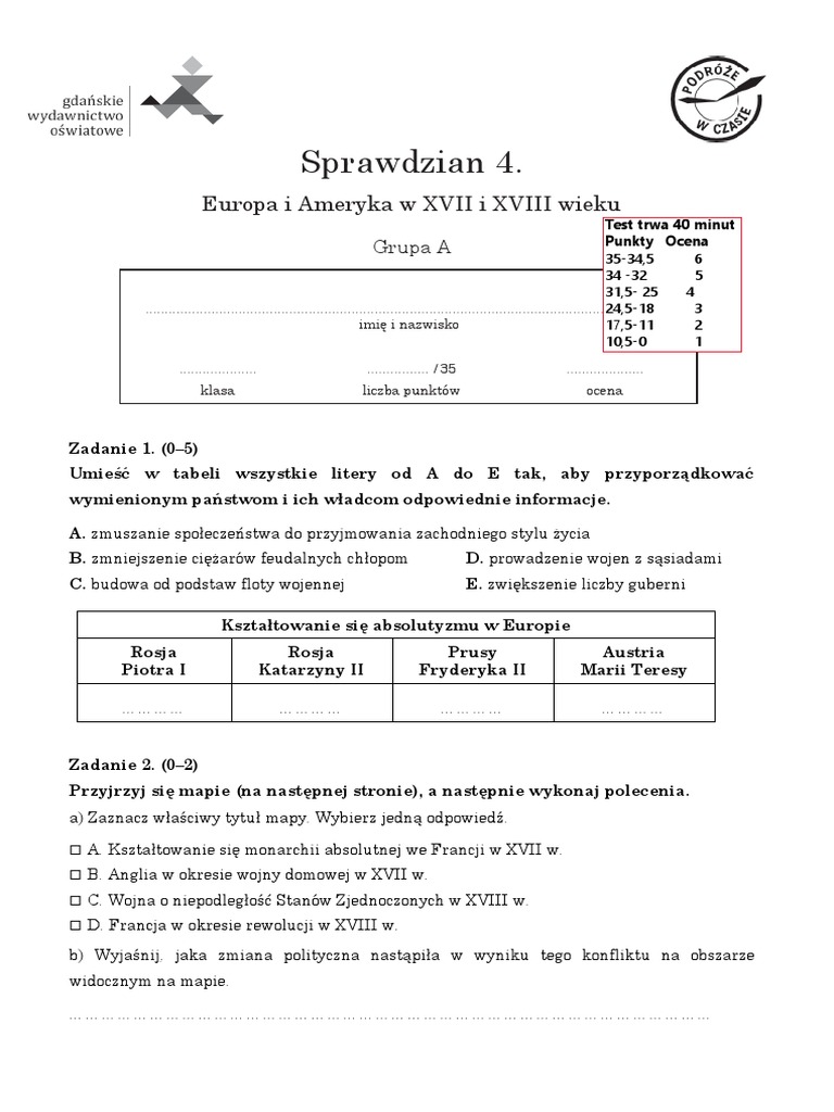 Europa I Ameryka W XVII I XVIII Wieku | PDF